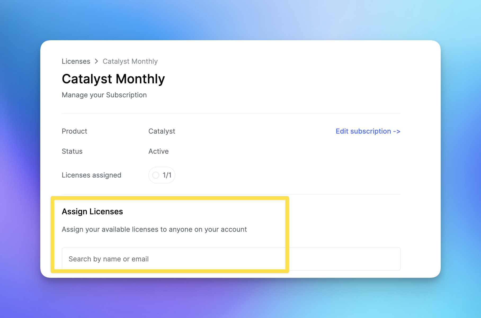 How to add a Catalyst license to my account – Help Center